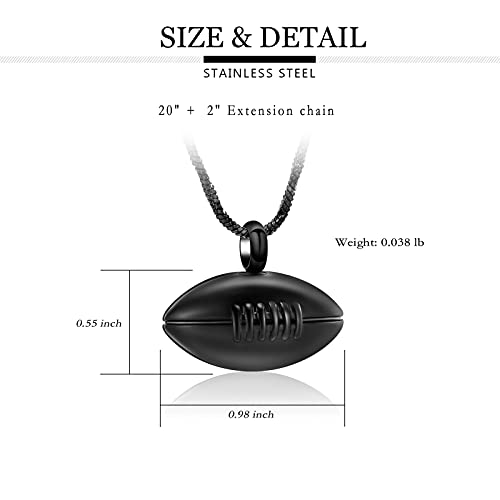 Yinplsmemory Cremation Jewelry Football Memorial Urn Necklace for Ashes Holder Stainless Steel Ashes Keepsake Urn Jewelry for Brother Boyfriend