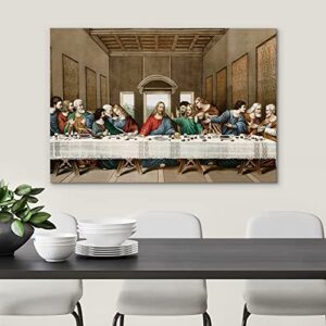 SIGNWIN Framed Canvas Wall Art The Last Supper Painting by Leonardo da Vinci Graffiti & Street Art Famous People Pop Art Modern Urban Multicolor for Living Room, Bedroom, Office - 12x18 inches