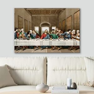 SIGNWIN Framed Canvas Wall Art The Last Supper Painting by Leonardo da Vinci Graffiti & Street Art Famous People Pop Art Modern Urban Multicolor for Living Room, Bedroom, Office - 12x18 inches