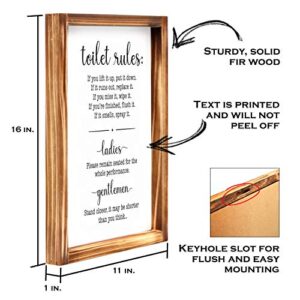 Toilet Rules Bathroom Sign 11x16 Inch - Bathroom Rules Sign, Toilet Rules Sign For Bathroom, Rustic Bathroom Rules Sign, Guest Bathroom Wall Decor, Bath Signs For Bathroom Decor Bathroom Rules Signs