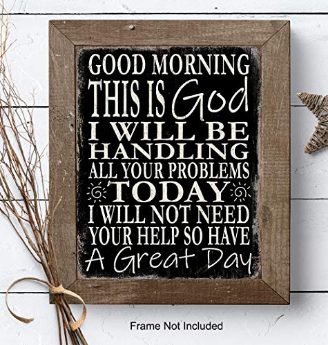 God Wall Decor Picture - Faith Wall Decor - Religious Gifts for Men, Women - Catholic Gifts for Men - Funny Christian Wall Art - Church Decorations - Grateful Wall Art - Inspirational Wall Decor Sign