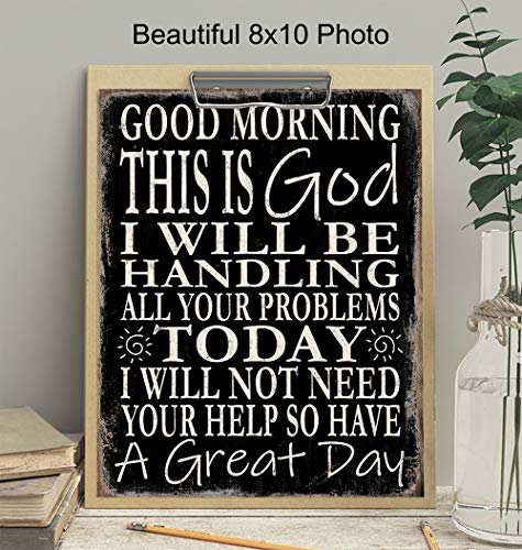 God Wall Decor Picture - Faith Wall Decor - Religious Gifts for Men, Women - Catholic Gifts for Men - Funny Christian Wall Art - Church Decorations - Grateful Wall Art - Inspirational Wall Decor Sign