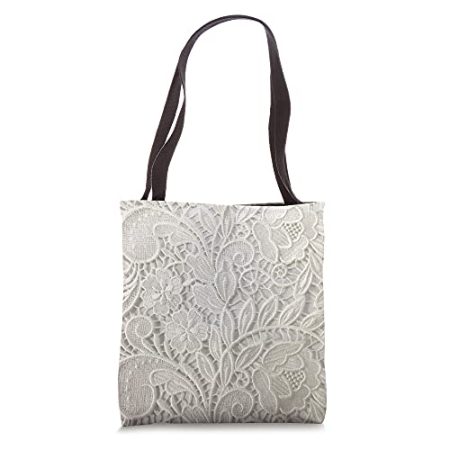 French Lace White Wedding Totes - Bridal Shower Party Gift Tote Bag