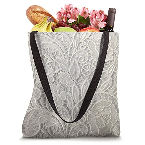 French Lace White Wedding Totes - Bridal Shower Party Gift Tote Bag