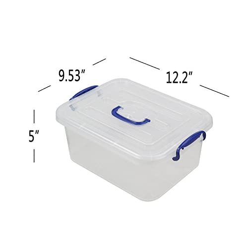 Vcansay 8 L Clear Plastic Storage Box with Handles, 2 Packs