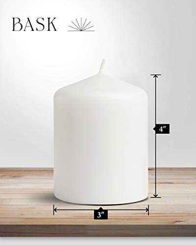 Cone Top Pillar Candles by Bask - Set of 8 - 3" x 4" Dripless Unscented Candles in White for Home Decor, Relaxation & All Occasions