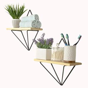 Essential Home Design Floating Geometric Shelves Set of 2, Hanging Floating Display for Bathroom, Nursery, Bedroom, Office, Living Room