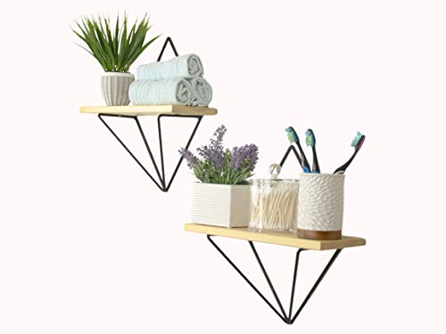 Essential Home Design Floating Geometric Shelves Set of 2, Hanging Floating Display for Bathroom, Nursery, Bedroom, Office, Living Room