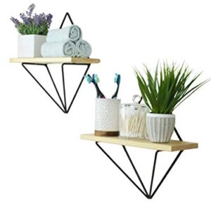 Essential Home Design Floating Geometric Shelves Set of 2, Hanging Floating Display for Bathroom, Nursery, Bedroom, Office, Living Room