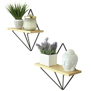 Essential Home Design Floating Geometric Shelves Set of 2, Hanging Floating Display for Bathroom, Nursery, Bedroom, Office, Living Room