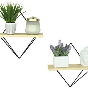 Essential Home Design Floating Geometric Shelves Set of 2, Hanging Floating Display for Bathroom, Nursery, Bedroom, Office, Living Room