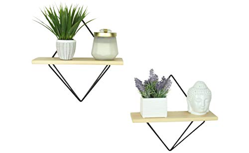 Essential Home Design Floating Geometric Shelves Set of 2, Hanging Floating Display for Bathroom, Nursery, Bedroom, Office, Living Room