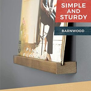 Ilyapa Wood Vinyl Record Shelf Wall Mount, 8 Pack - Barnwood Record Album Holder Display Your LP