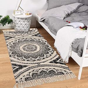 ailsan boho runner rug 2.3′ x 5.3′, mandala hallway runner rug, woven cotton washable tufted indoor outdoor rug runner for entryway kitchen laundry room doorway bedroom