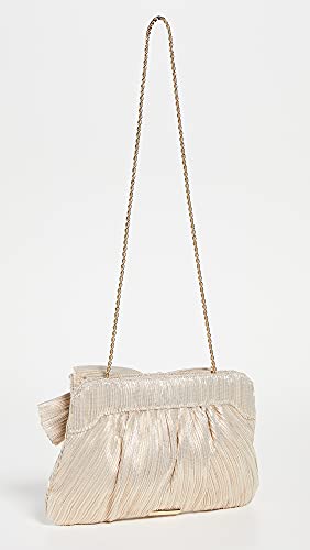 Loeffler Randall Women's Rayne Pleated Frame Clutch with Bow, Platinum, Metallic, Gold, One Size