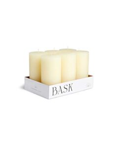 mottled pillar candles by bask – set of 6-3″ x 6″ dripless unscented candles in ivory for home decor, relaxation & all occasions