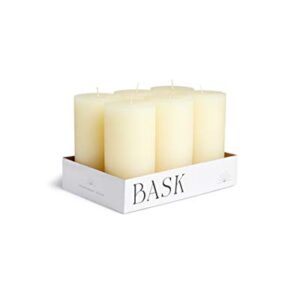 Mottled Pillar Candles by Bask - Set of 6-3" x 6" Dripless Unscented Candles in Ivory for Home Decor, Relaxation & All Occasions