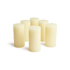 Mottled Pillar Candles by Bask - Set of 6-3" x 6" Dripless Unscented Candles in Ivory for Home Decor, Relaxation & All Occasions