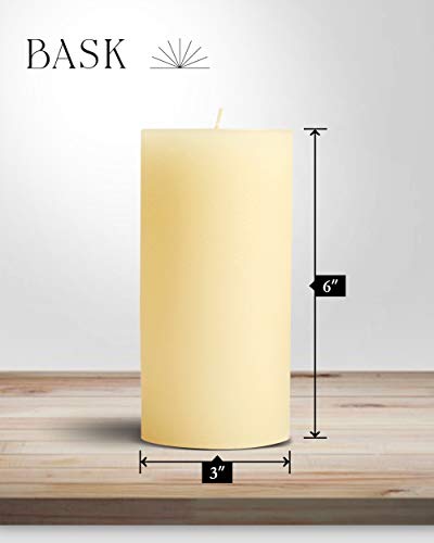 Mottled Pillar Candles by Bask - Set of 6-3" x 6" Dripless Unscented Candles in Ivory for Home Decor, Relaxation & All Occasions