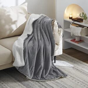 CozyLux Sherpa Fleece Blanket Queen Size Grey 90" x 90" Soft Fuzzy Reversible Throws Full Cozy Warm Thick Plush Blankets Luxury Microfiber Winter Bed Blanket for Camping Couch Sofa Chair, Gray