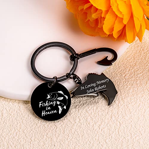 Fishing in Heaven Cremation Urn Keychain Fish Memory Key Tag -Fish Urn Memorial Keychain-Ashes Keychain Cremation Jewelry (Customize your fish)