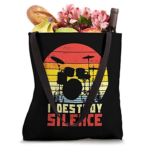 I Destroy Silence Drums Retro Drumming Music Drummer Gift Tote Bag