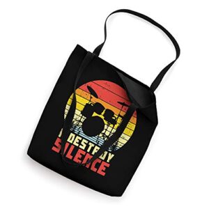 I Destroy Silence Drums Retro Drumming Music Drummer Gift Tote Bag