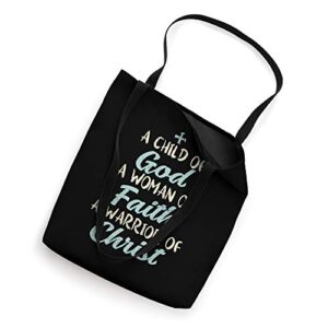 Child God Woman Faith Warrior Christ Jesus Christian Gift Tote Bag