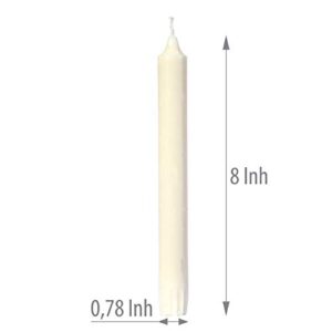 Tall 8-inch White Taper Dinner Natural Candles, Clean Burning, Smokeless (20 Count)