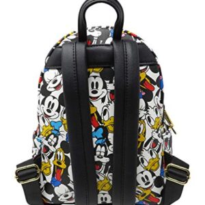 Loungefly Disney The Fab 5 Mickey Minnie Allover Print Double Strap Shoulder Bag Purse