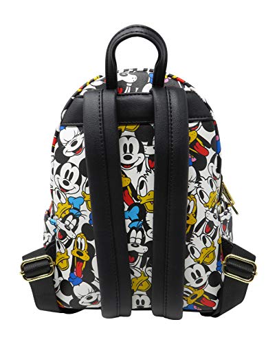 Loungefly Disney The Fab 5 Mickey Minnie Allover Print Double Strap Shoulder Bag Purse