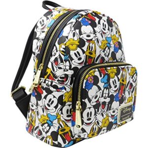 Loungefly Disney The Fab 5 Mickey Minnie Allover Print Double Strap Shoulder Bag Purse