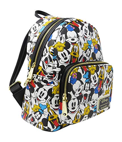 Loungefly Disney The Fab 5 Mickey Minnie Allover Print Double Strap Shoulder Bag Purse