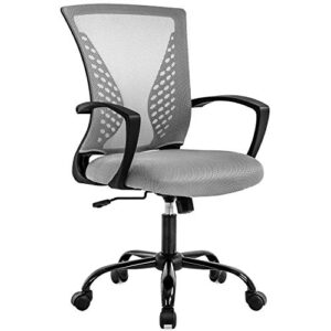 office chair ergonomic desk chair mesh computer chair with lumbar support armrest mid back rolling swivel task adjustable chair for women adults, grey