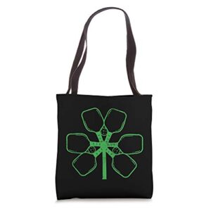 pickleball shamrock clover fun st patricks day player coach tote bag