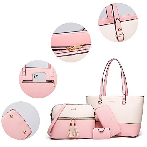 Women Fashion Handbags Wallet Tote Bag Shoulder Bag Top Handle Satchel Purse Set 4pcs