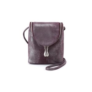 hobo fern stylish bag for women – leather construction with top zip closure, printed lined interior, and adjustable crossbody strap bag plum graphite one size one size