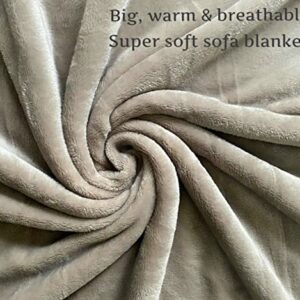 ODDS & ENDS HOME Warm Fuzzy & Supercozy Throw Blanket for Sofa - Taupe Blankets & Throws for Couch and Bed. Full Size Blanket Throw Extra Large Lap Warmer