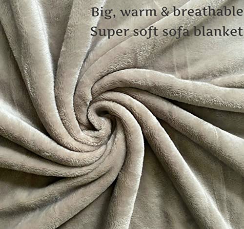 ODDS & ENDS HOME Warm Fuzzy & Supercozy Throw Blanket for Sofa - Taupe Blankets & Throws for Couch and Bed. Full Size Blanket Throw Extra Large Lap Warmer