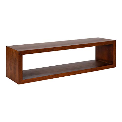 Kate and Laurel Holt Modern Floating Wood Wall Shelf, 30 x 8, Walnut Brown, Chic Rectangular Floating Wood Console for Wall