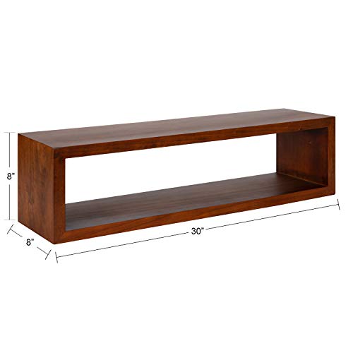 Kate and Laurel Holt Modern Floating Wood Wall Shelf, 30 x 8, Walnut Brown, Chic Rectangular Floating Wood Console for Wall