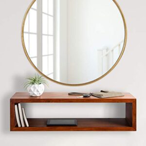 Kate and Laurel Holt Modern Floating Wood Wall Shelf, 30 x 8, Walnut Brown, Chic Rectangular Floating Wood Console for Wall