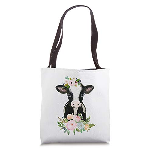 Cow With Flower Crown Tote Bag