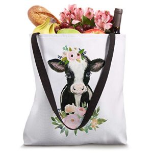 Cow With Flower Crown Tote Bag