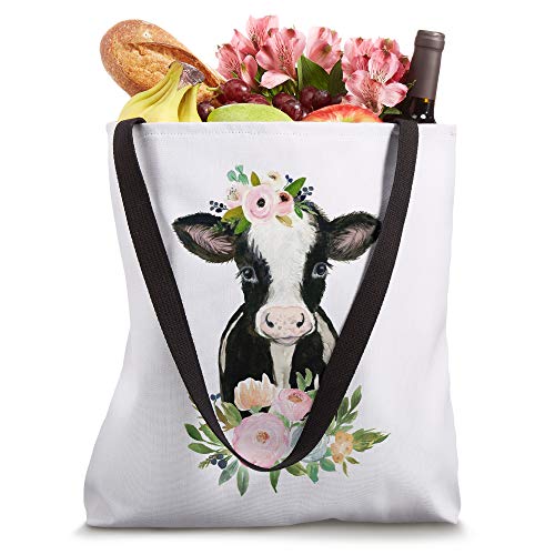 Cow With Flower Crown Tote Bag