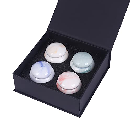 youdear memorials Marble Style Small Urns for Human Ashes - 1.6'' Handicrafted Urns - Beautiful Tiny Keepsake Urns - Mini Urns Made of Ceramic - Hold 1.2 Cubic Inches of Ashes (Set of 4)