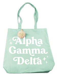 sorority shop alpha gamma delta retro pom pom tote bag