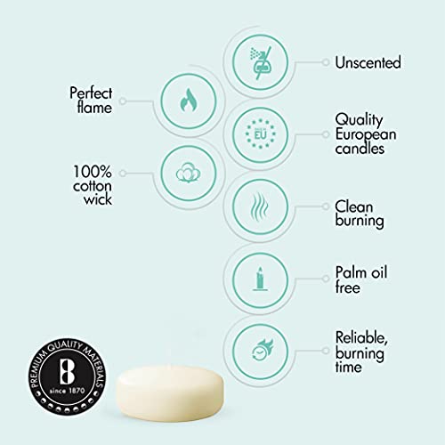 BOLSIUS 3 Inch Ivory Floating Candles - 24 Count Unscented - Premium European Quality - Imbue Breathtaking Ambiance for Romantic Wedding Centerpieces, Decorations, Events, Pool, Holiday, and Parties