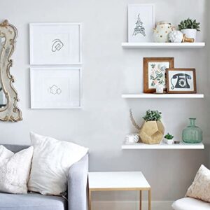 White Floating Shelves Wall Mounted, Decorative Wall Shelf Set of 3 Easy to Install Display Shelves ,Storage Wall Shelves for Bedroom, Living Room, Kitchen, Bathroom, Office and More 19.7''X5.5''