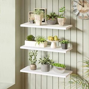 White Floating Shelves Wall Mounted, Decorative Wall Shelf Set of 3 Easy to Install Display Shelves ,Storage Wall Shelves for Bedroom, Living Room, Kitchen, Bathroom, Office and More 19.7''X5.5''